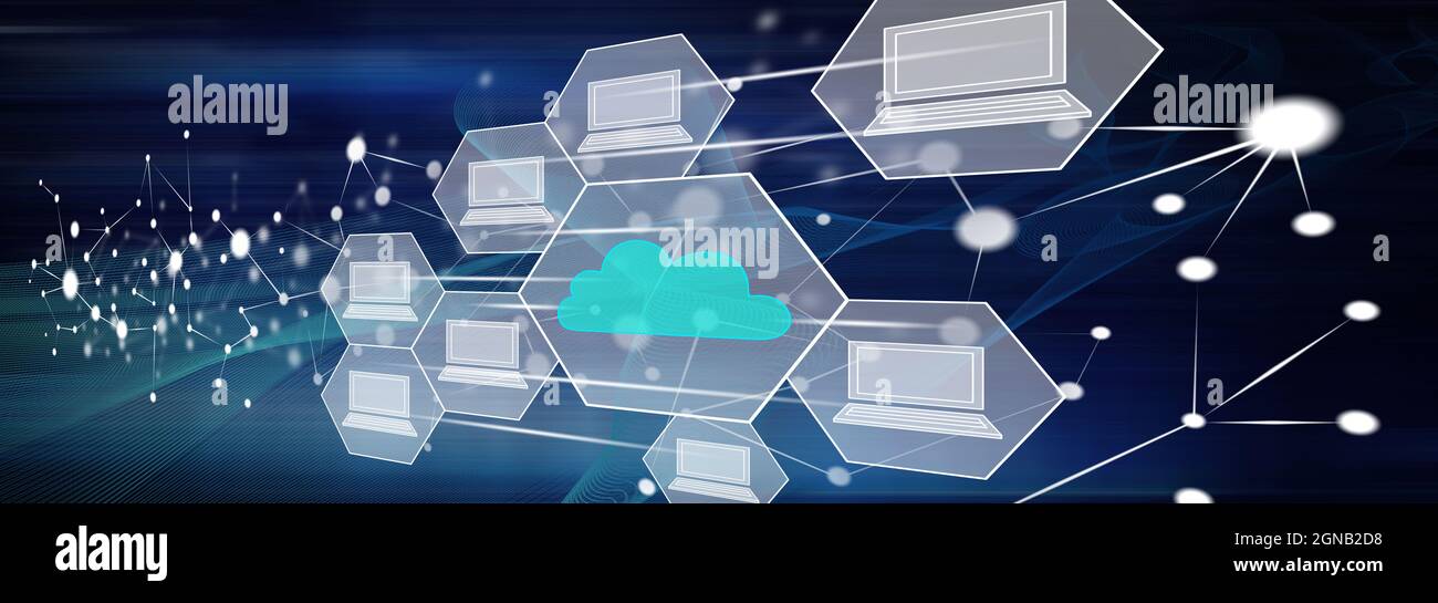 Illustration of a cloud computing concept Stock Photo - Alamy