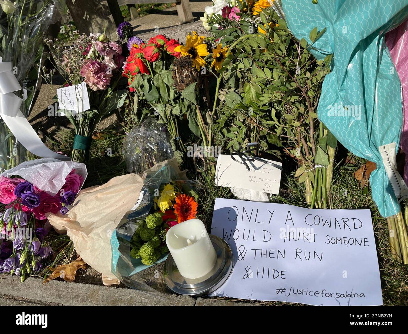 Floral tributes at Cator Park in Kidbrooke, south London, near to the ...