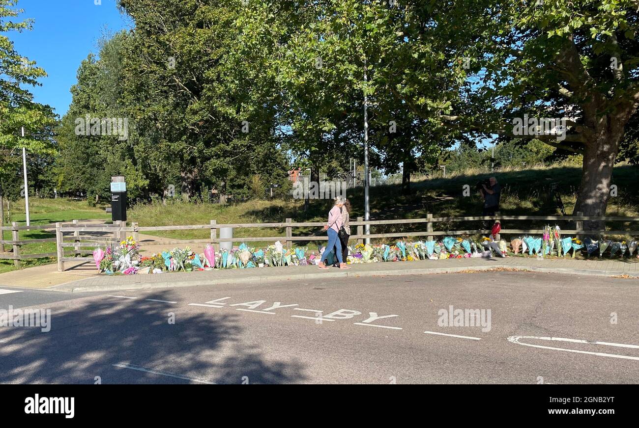 Floral tributes at Cator Park in Kidbrooke, south London, near to the ...