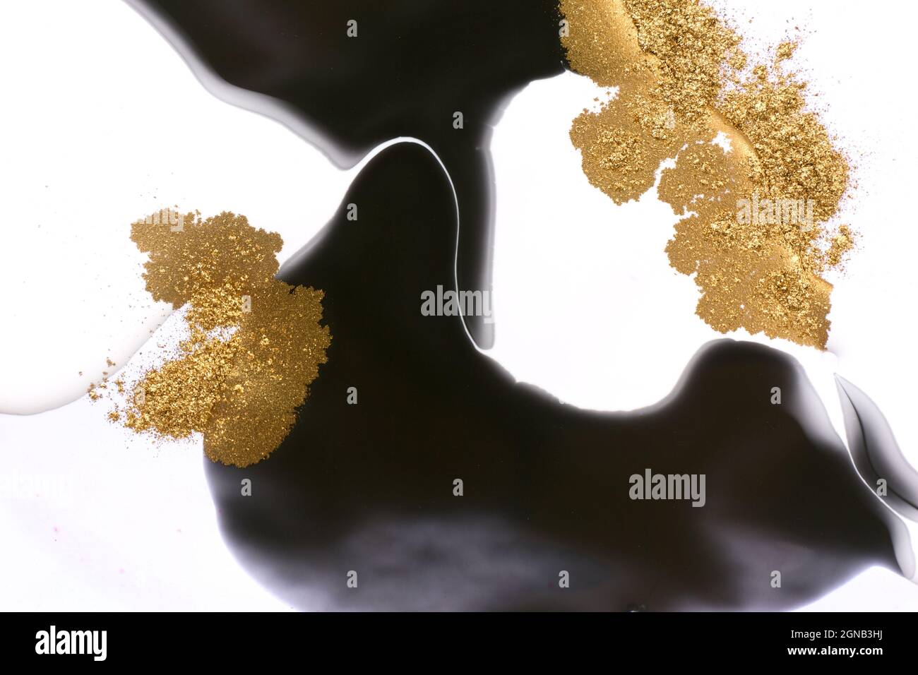 Gold spots on white and black smudges of paint. Abstract pattern Stock ...
