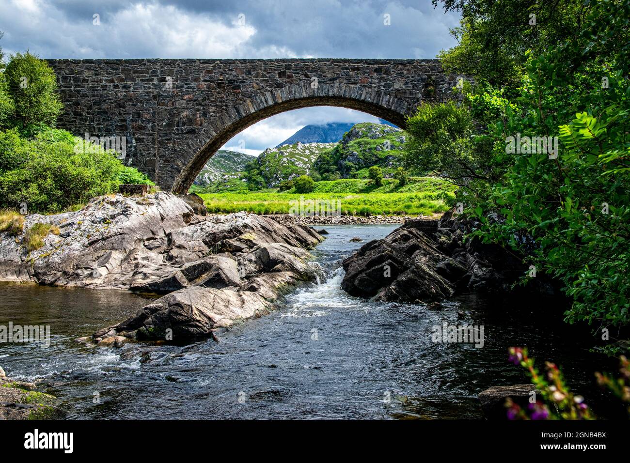 Arch bridge over the stream Stock Photo - Alamy