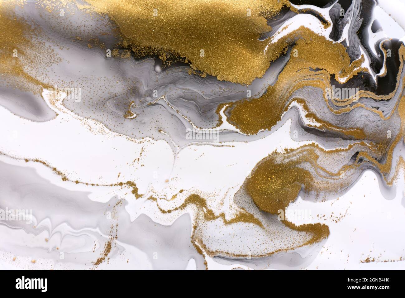 White, gray and black ripple pattern. Marble abstract texture with gold ...