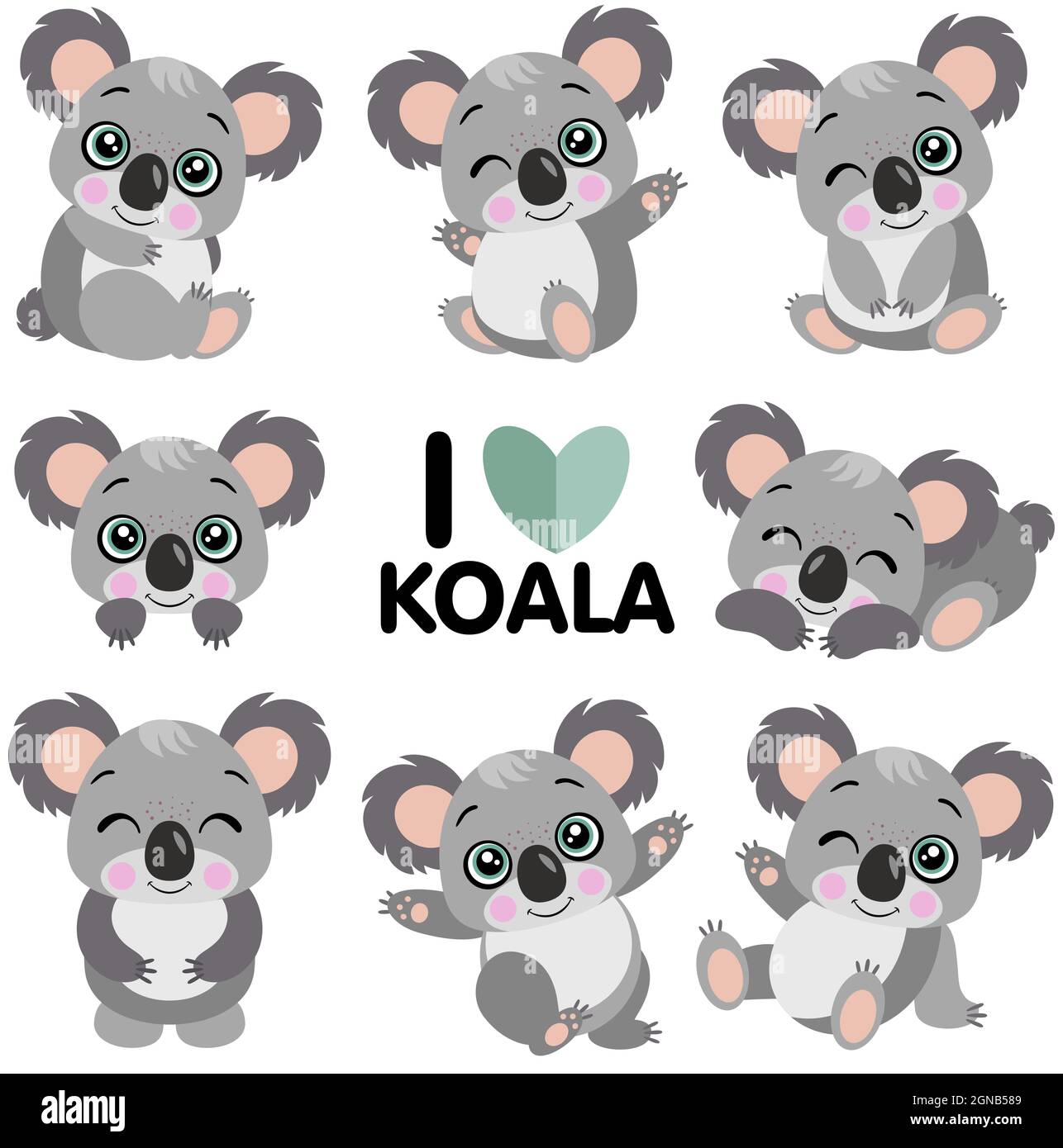 Funny set of koalas of different positions Stock Photo - Alamy