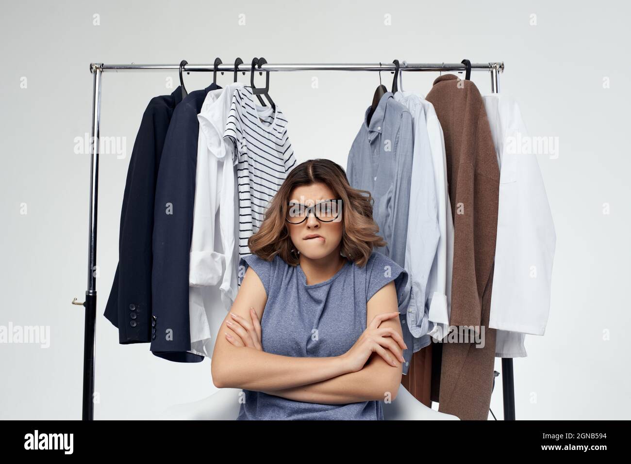 pretty woman clothes fitting modern style isolated background Stock ...