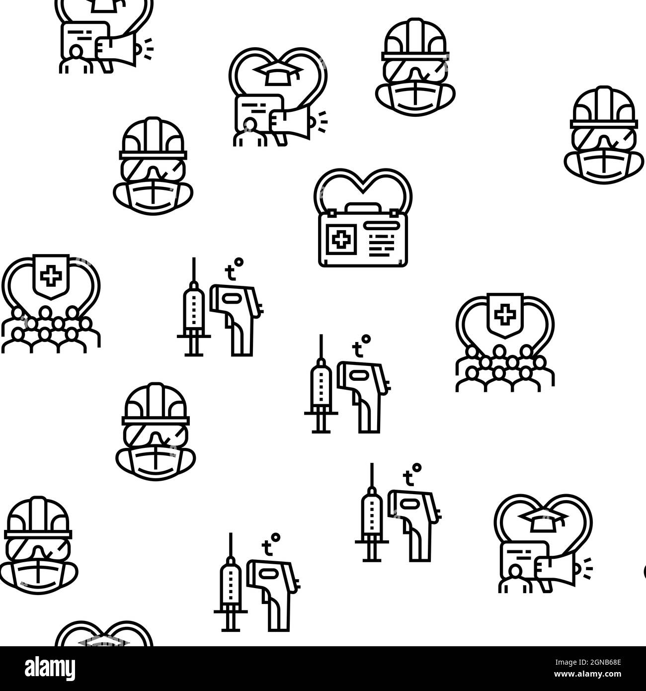 Health Safety Environment Hse Vector Seamless Pattern Stock Vector ...