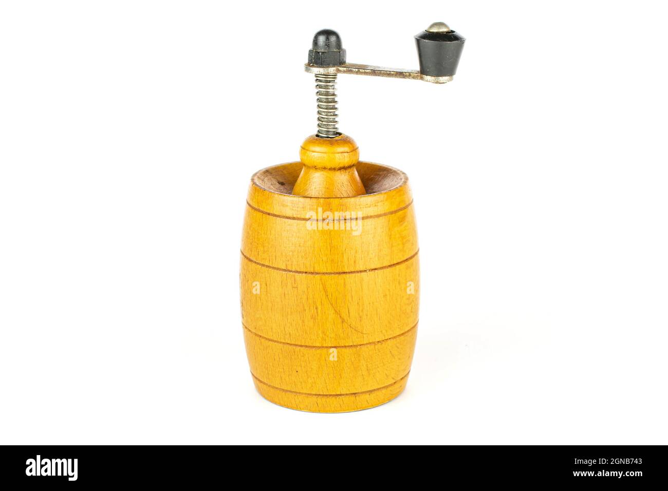 Old pepper grinder isolated on white background Stock Photo - Alamy