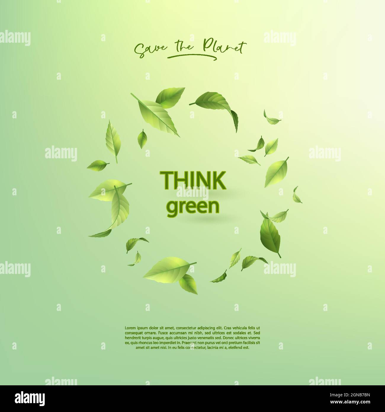 Think green concept banner with frame of leaves Stock Vector Image ...