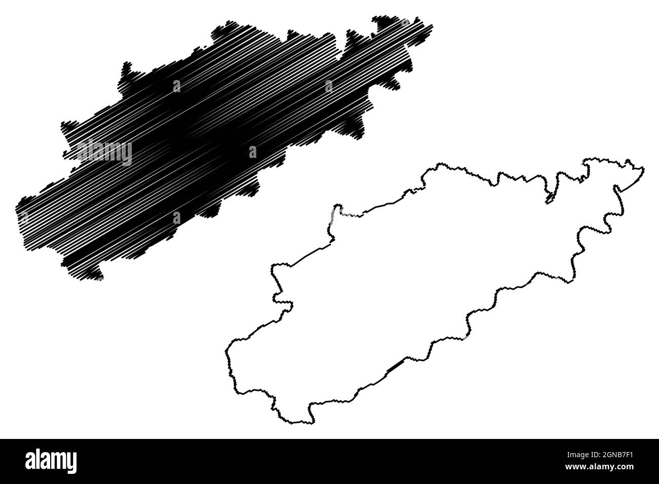 Dholpur district (Rajasthan State, Republic of India) map vector illustration, scribble sketch ...