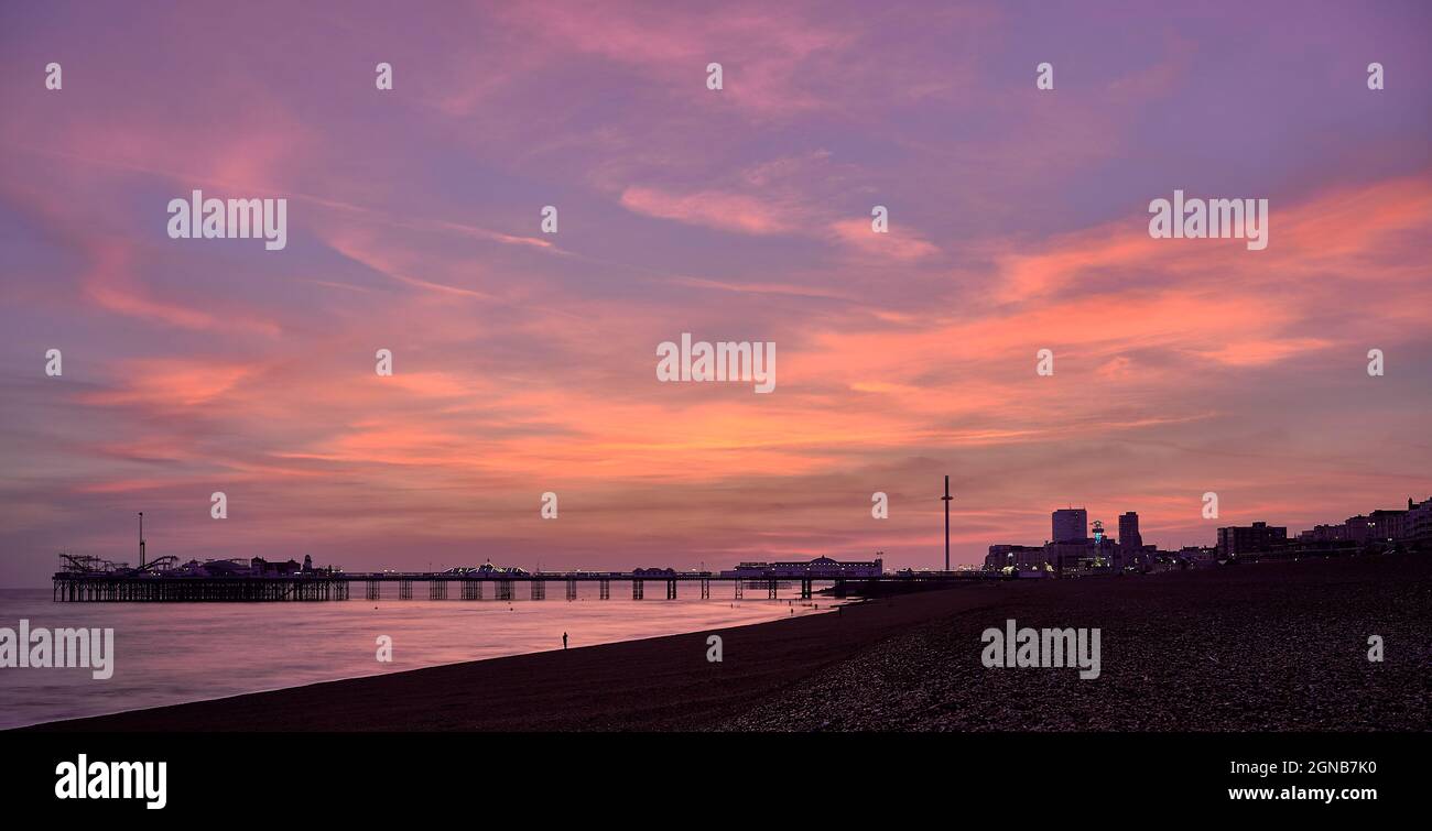 Sunset over Brighton Pier Stock Photo - Alamy