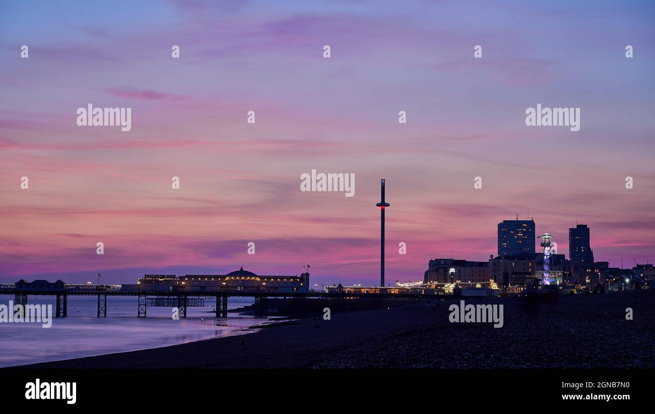 Sunset over Brighton Pier Stock Photo - Alamy