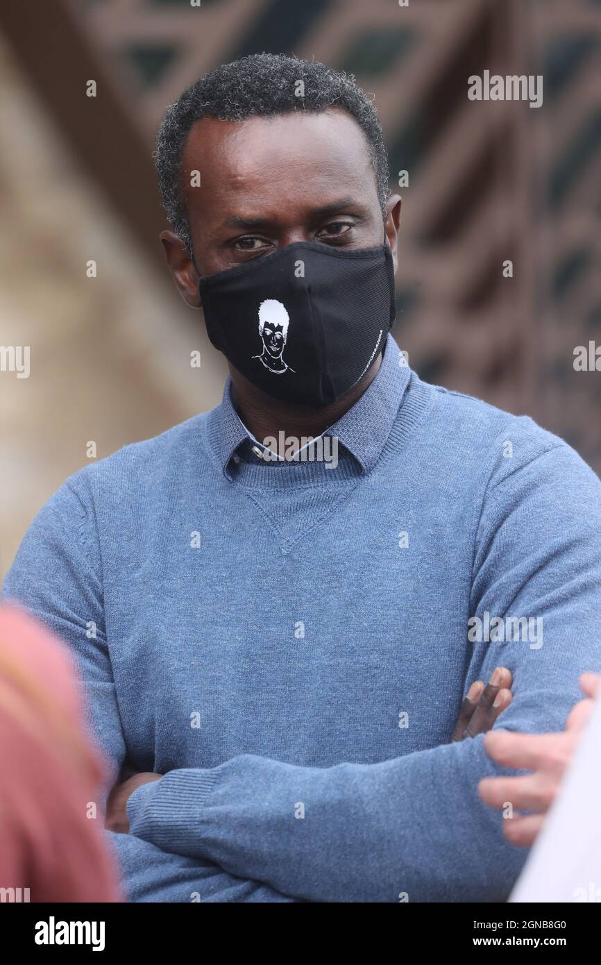 Sanda's father Ousmane Dia pictured after the opening session of the ...