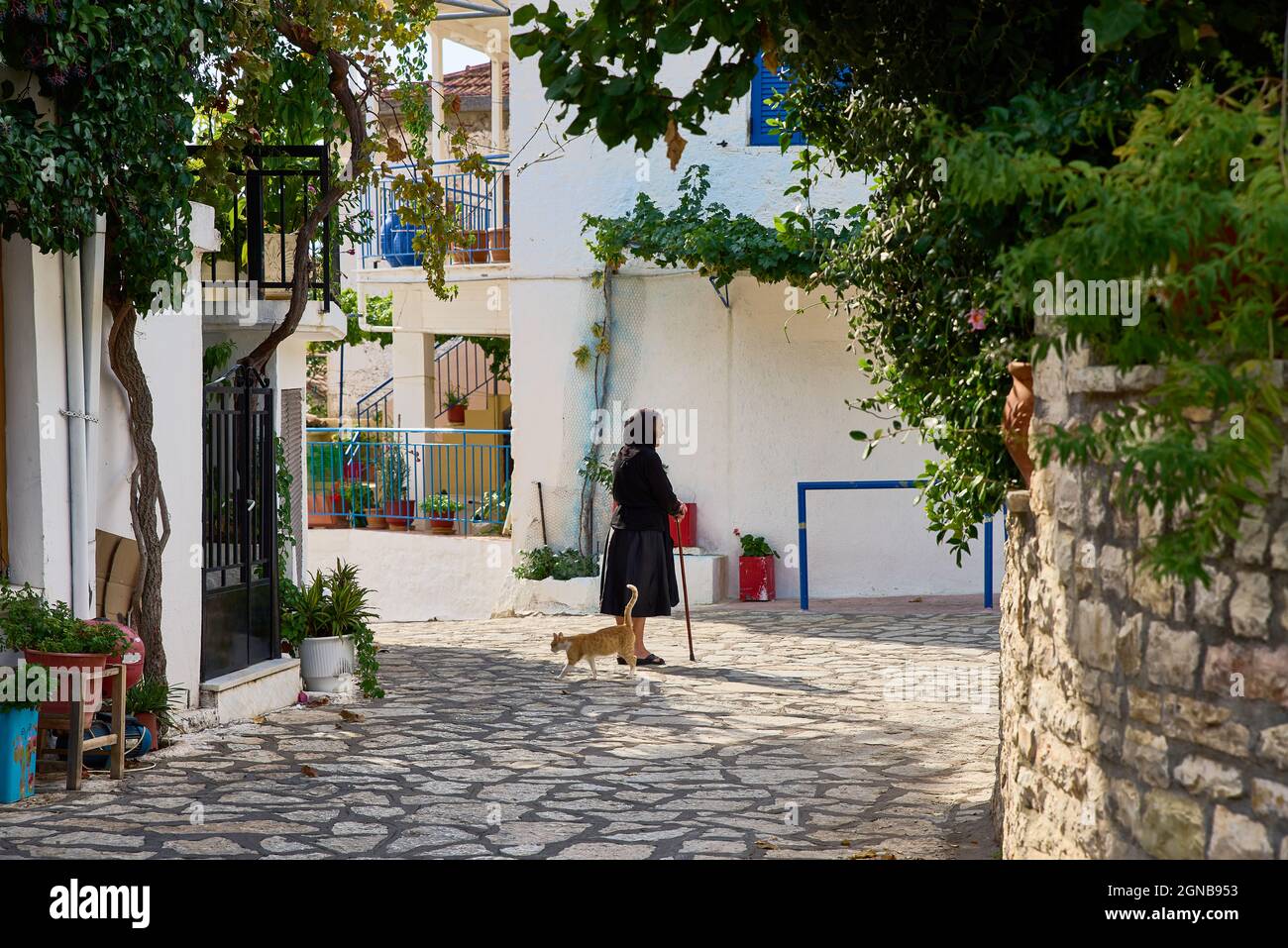 A street corner on a Greek Island Stock Photo - Alamy