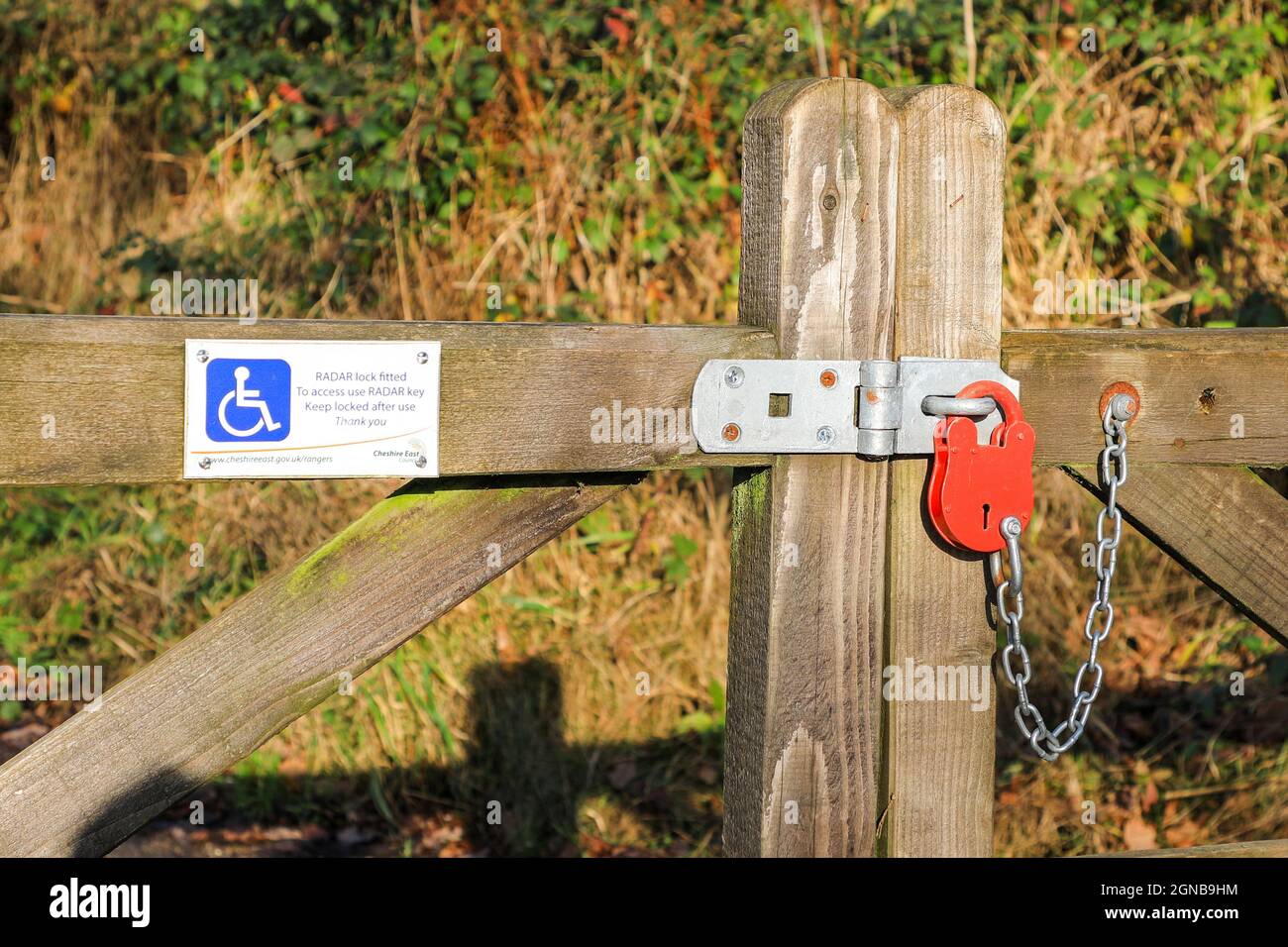A RADAR lock on a public footpath gate which allows disabled users to ...