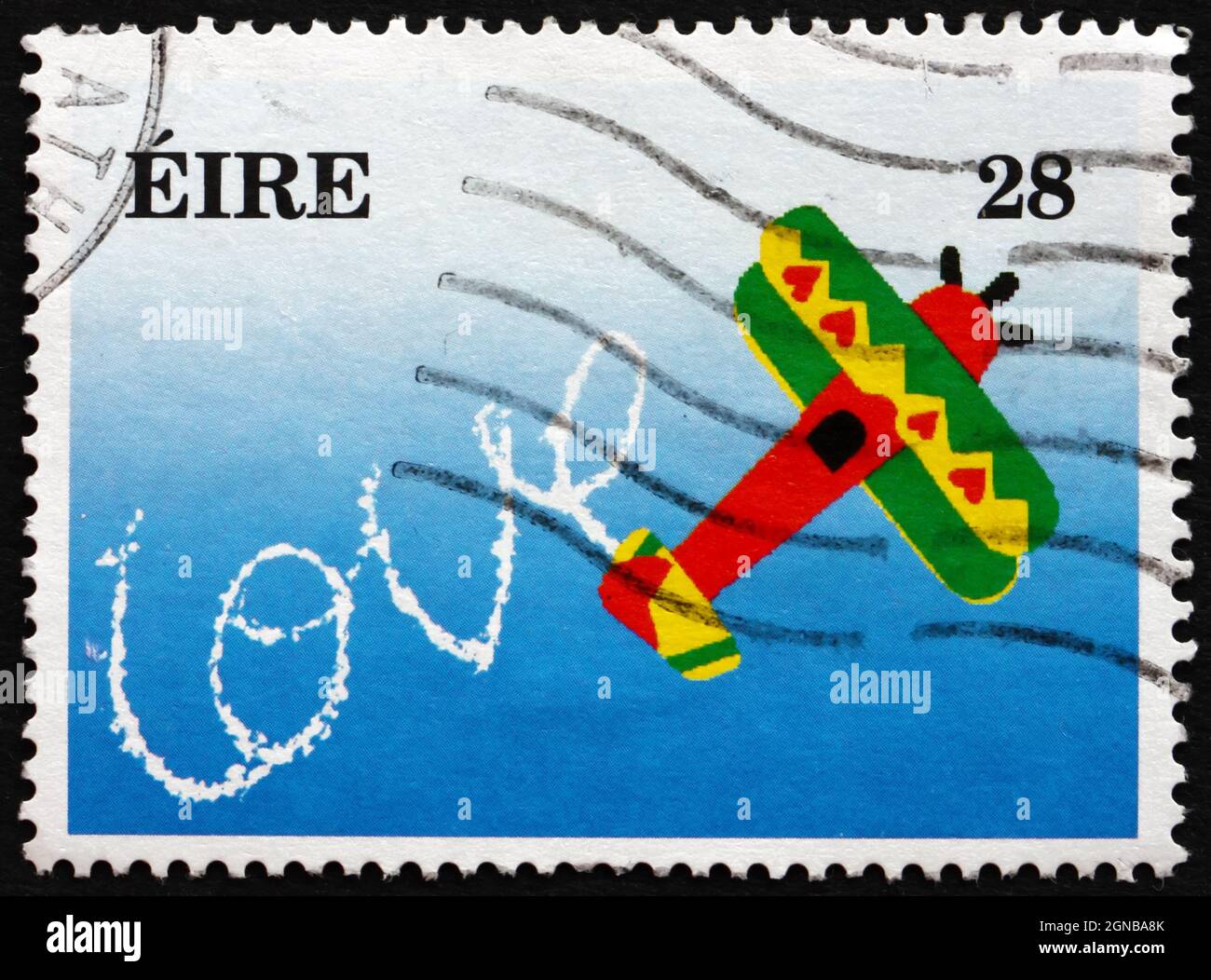 IRELAND - CIRCA 1994: a stamp printed in Ireland shows Plane and Word ...