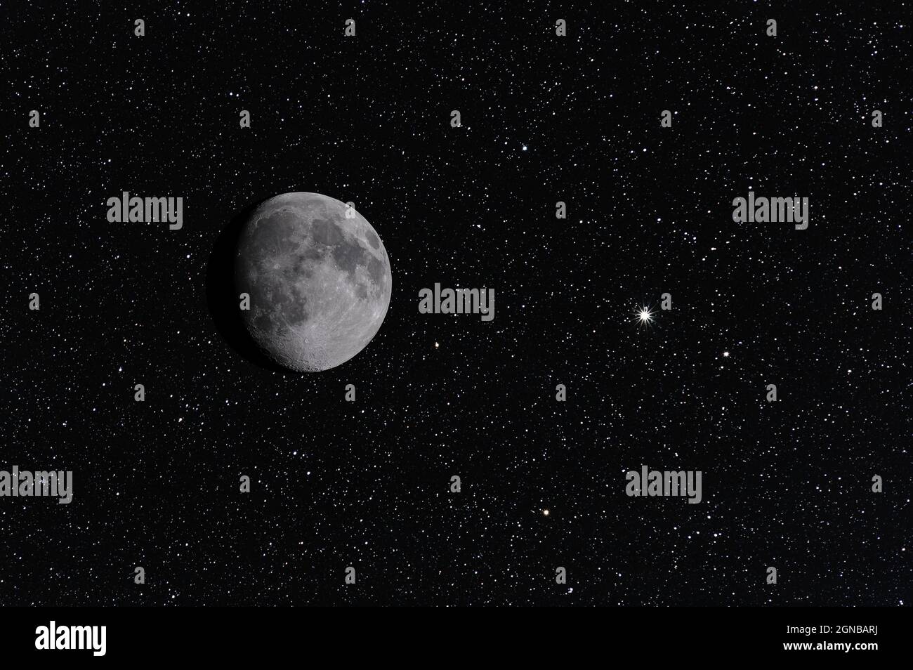 the moon with stars background Stock Photo - Alamy