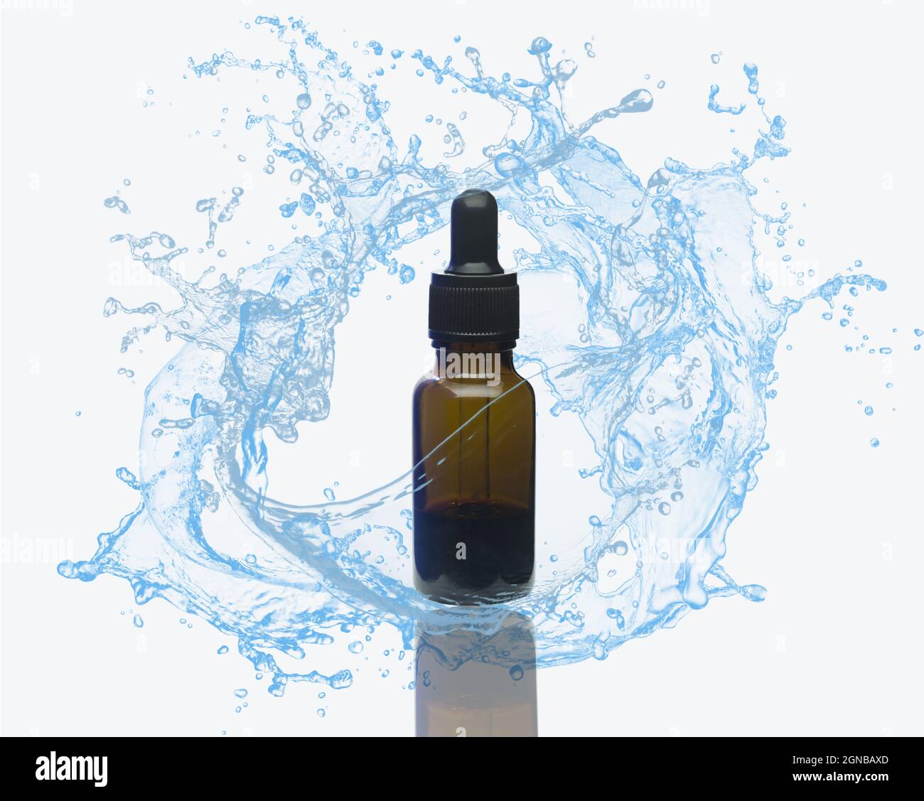bottle with dropper with water splash and white background Stock Photo ...
