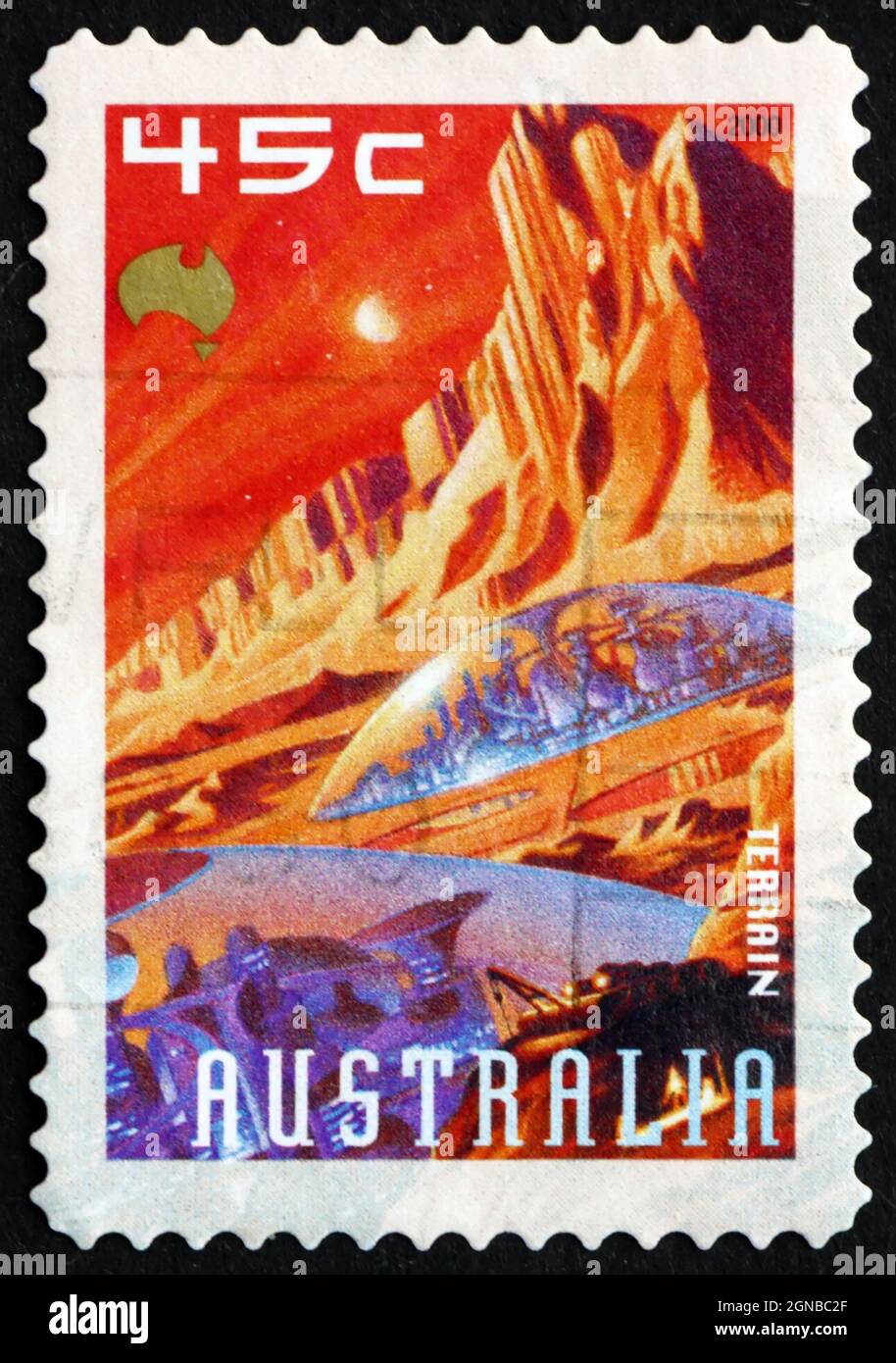 AUSTRALIA - CIRCA 2000: a stamp printed in Australia shows Terrain ...