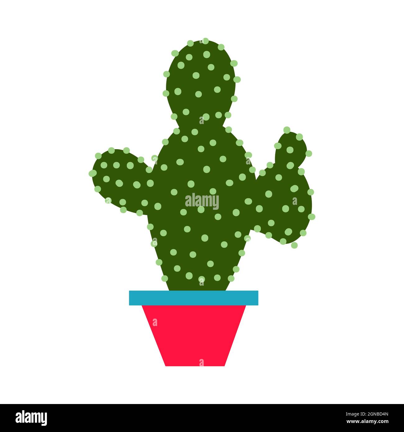 One cactus in a pot isolated on a white background. Vector flat ...
