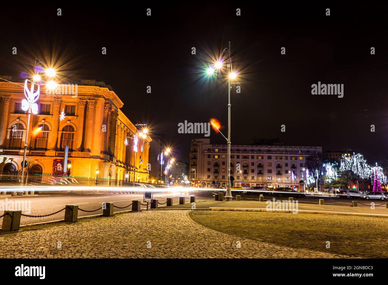 Light trails, night photography in Bucharest, Romania, 2021 Stock Photo ...
