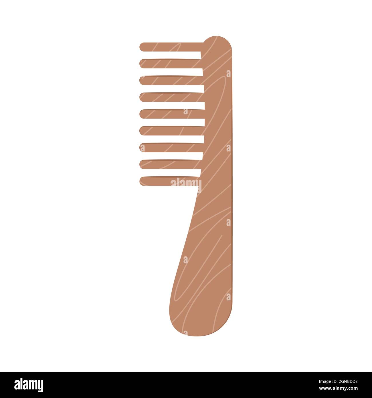 Wooden hair comb isolated on white background. Vector flat illustration ...