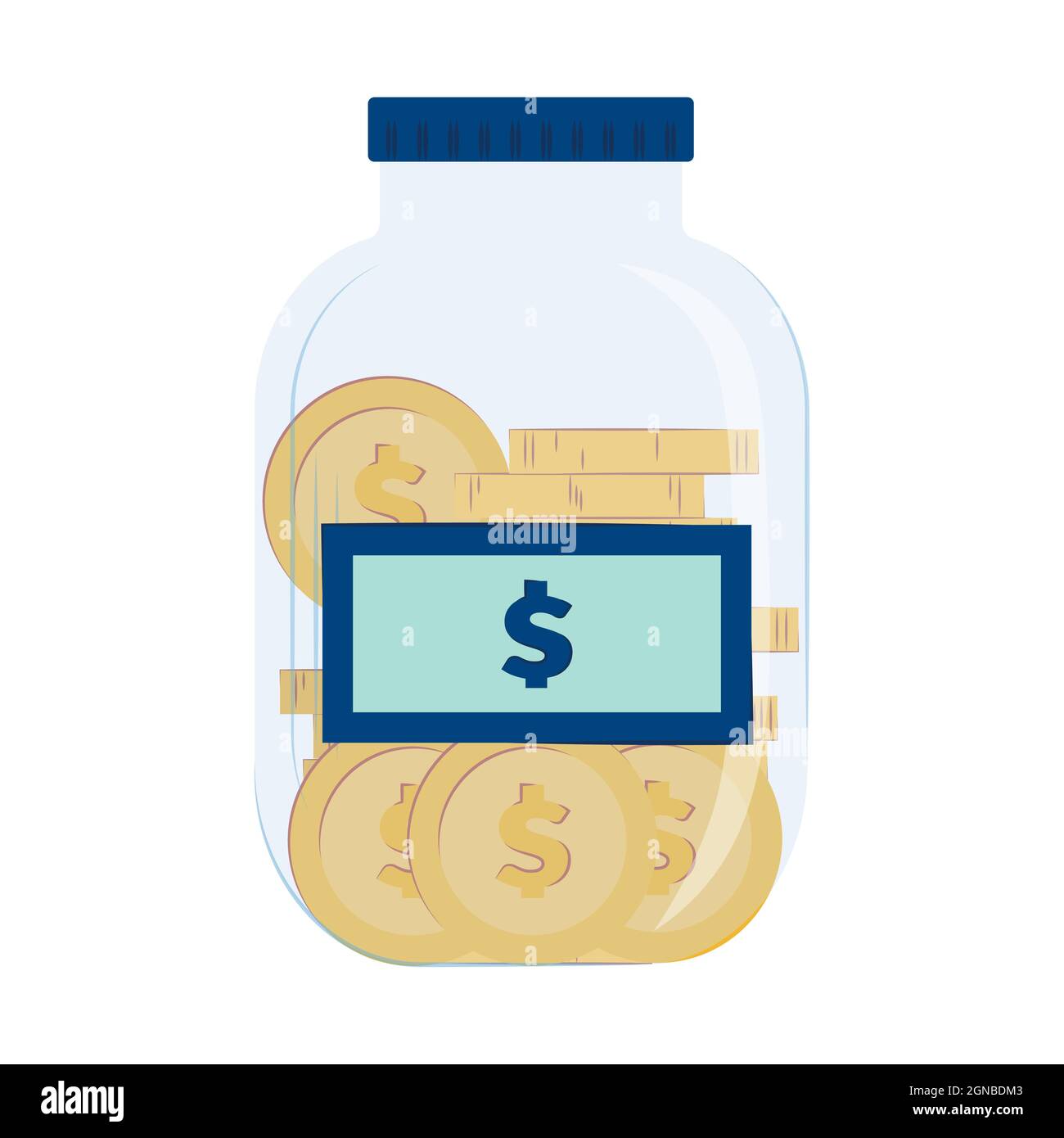jar with money isolated on white background. Vector flat illustration ...