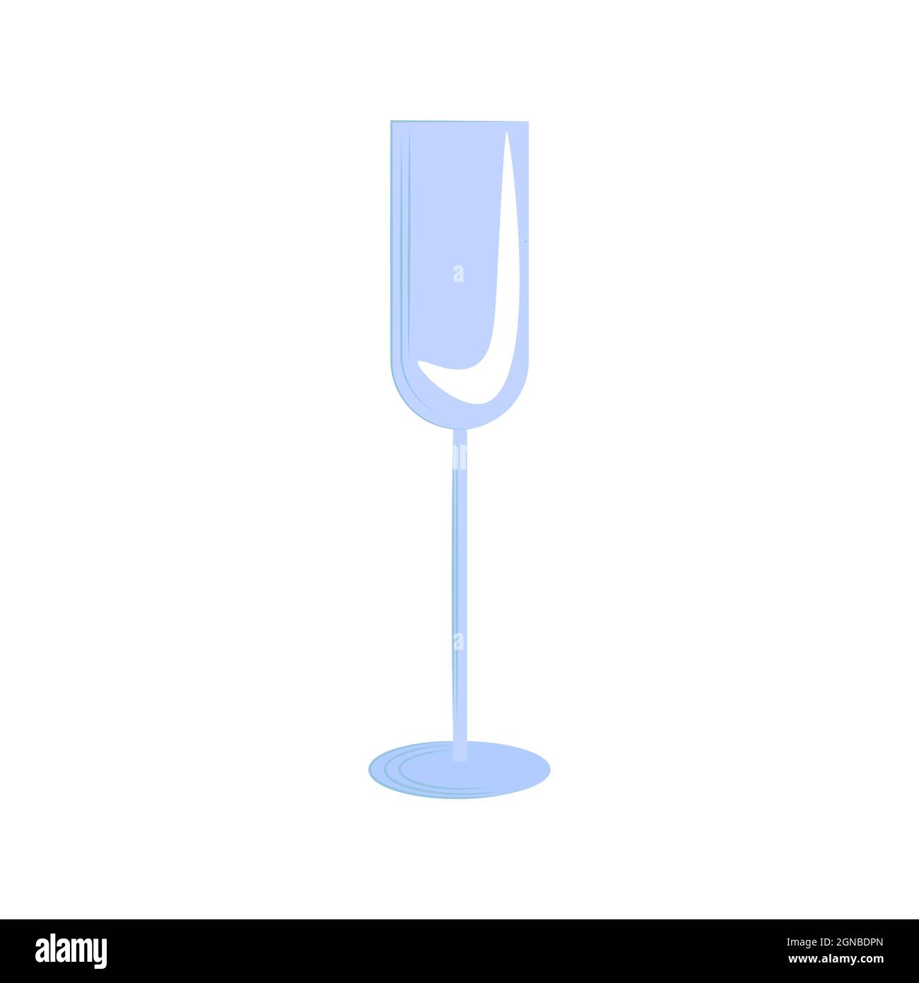 Champagne glass. Vector flat illustration. Bar glass. Champagne icon ...