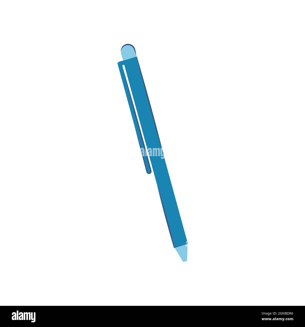 Blue pen isolated on white background. Vector flat illustration ...