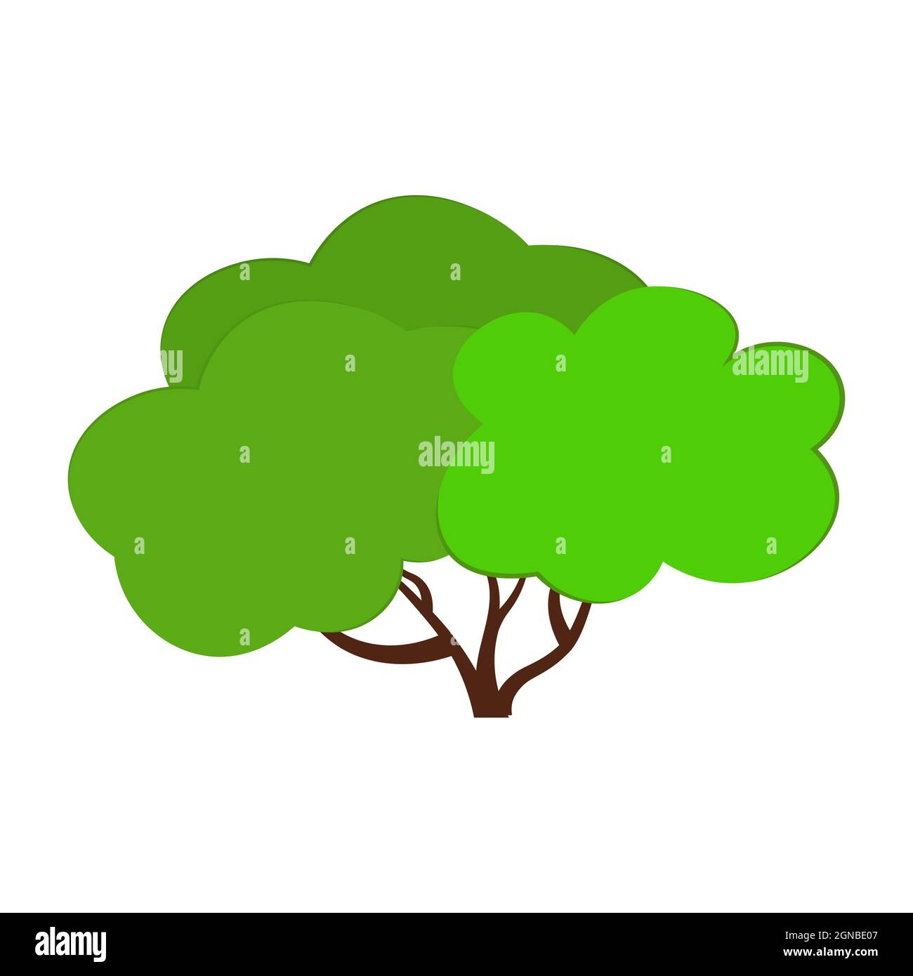 Isolated one bush on a white background. Vector flat illustration. Can ...