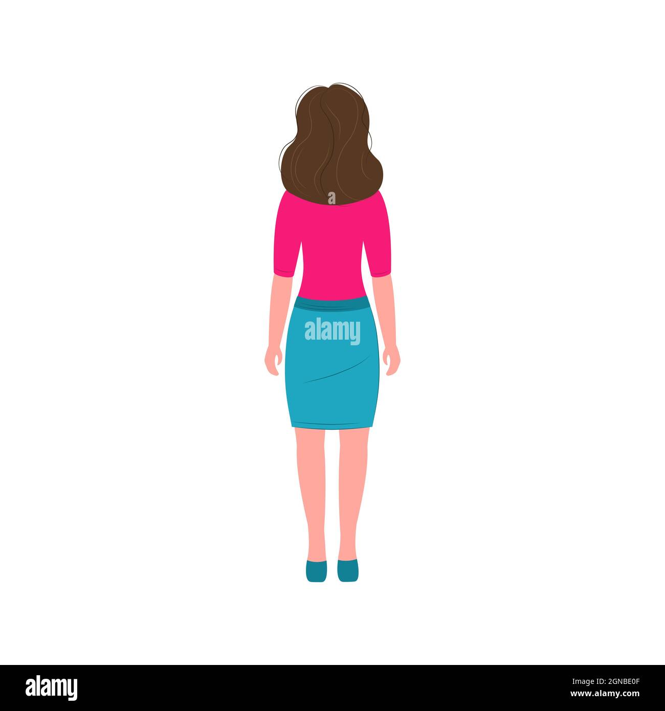 Woman standing on white background back view Stock Vector Images - Alamy