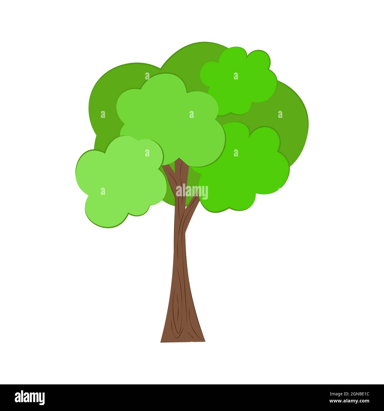 Isolated one tree on a white background. Vector flat illustration. Can ...
