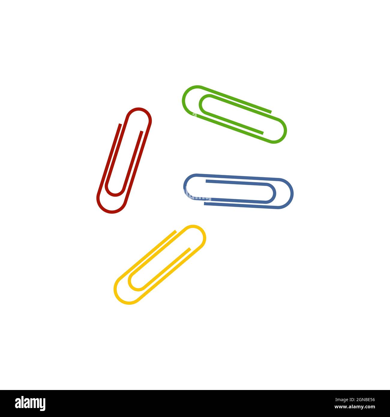 Multicolored paper clips isolated on white background. Vector flat ...