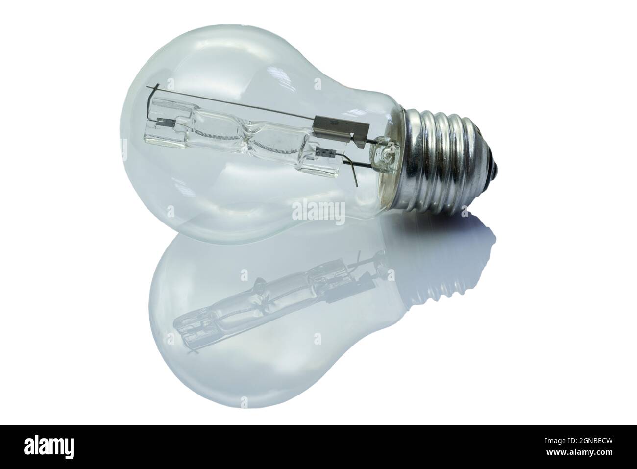 Light bulb with reflection on light background Stock Photo - Alamy