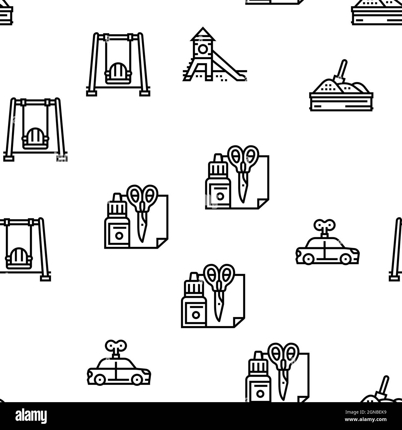 Kindergarten Activity Vector Seamless Pattern Stock Vector Image & Art ...