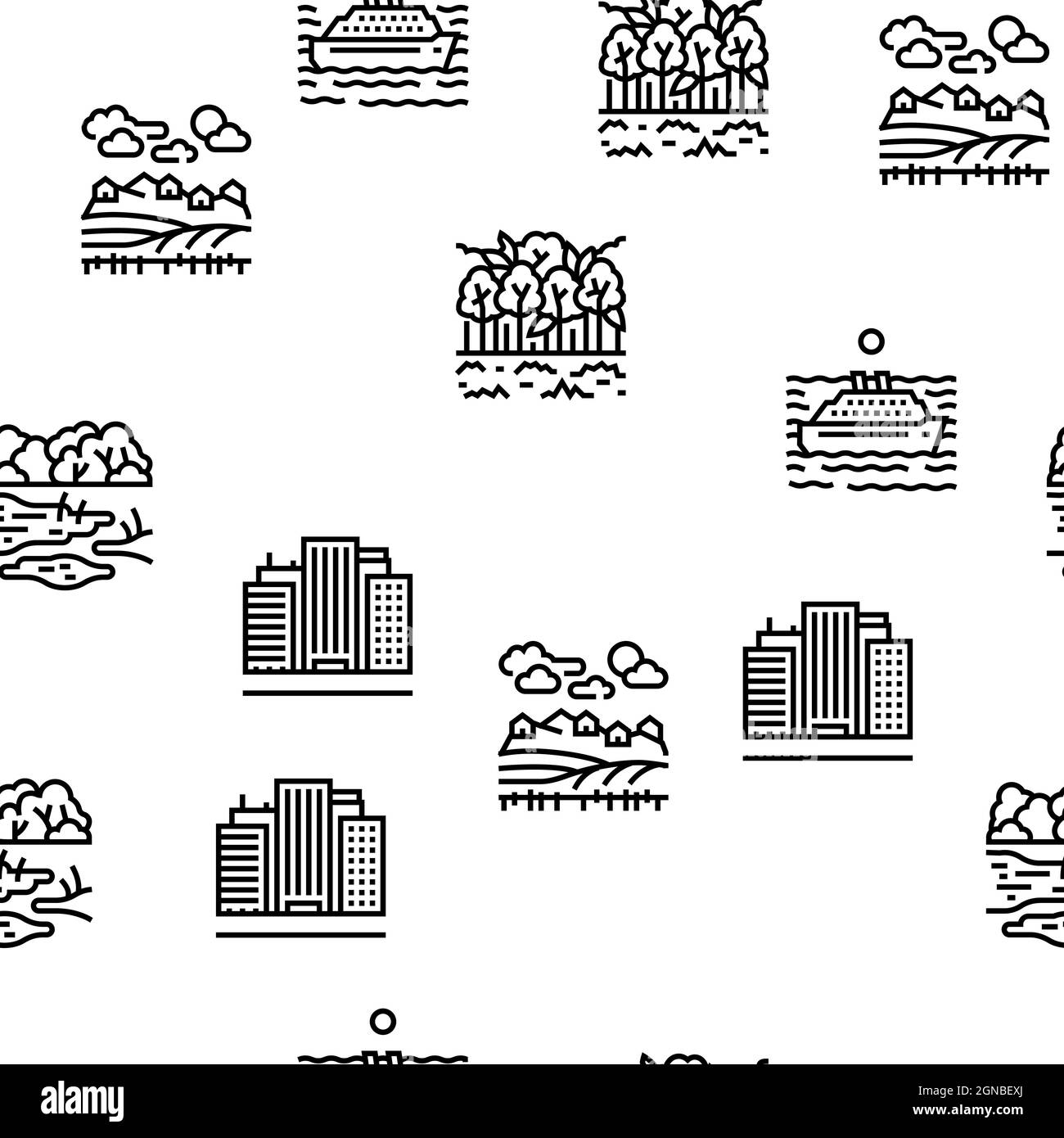 Land Scape Nature Vector Seamless Pattern Stock Vector Image & Art - Alamy