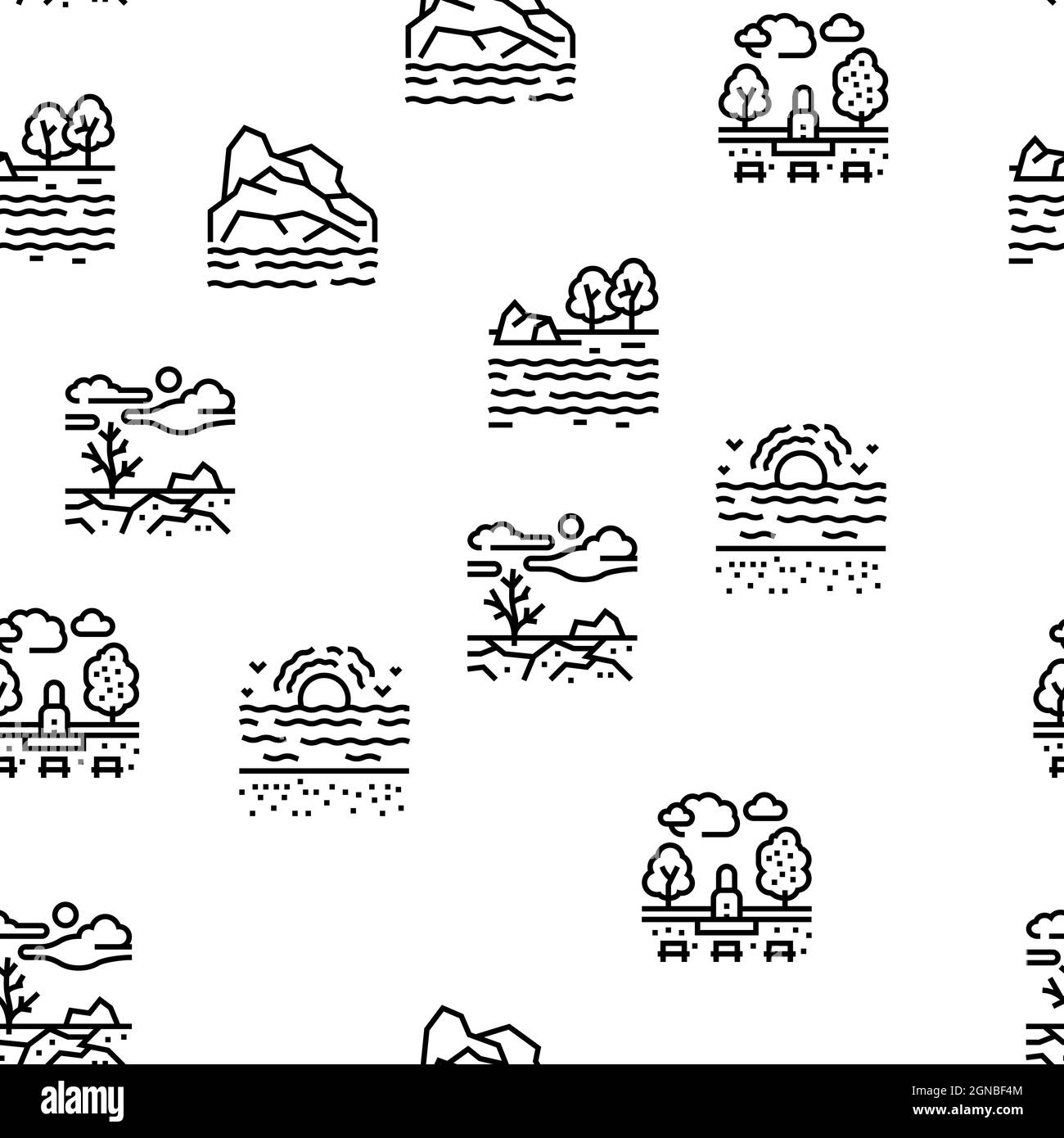 Land Scape Nature Vector Seamless Pattern Stock Vector Image & Art - Alamy