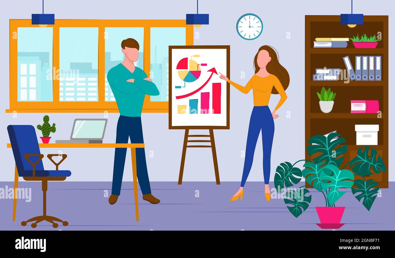 office work concept design. Vector illustration. office room design ...