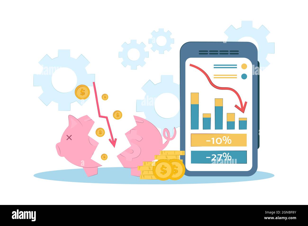 vector illustration loss of money. The concept of financial crisis ...
