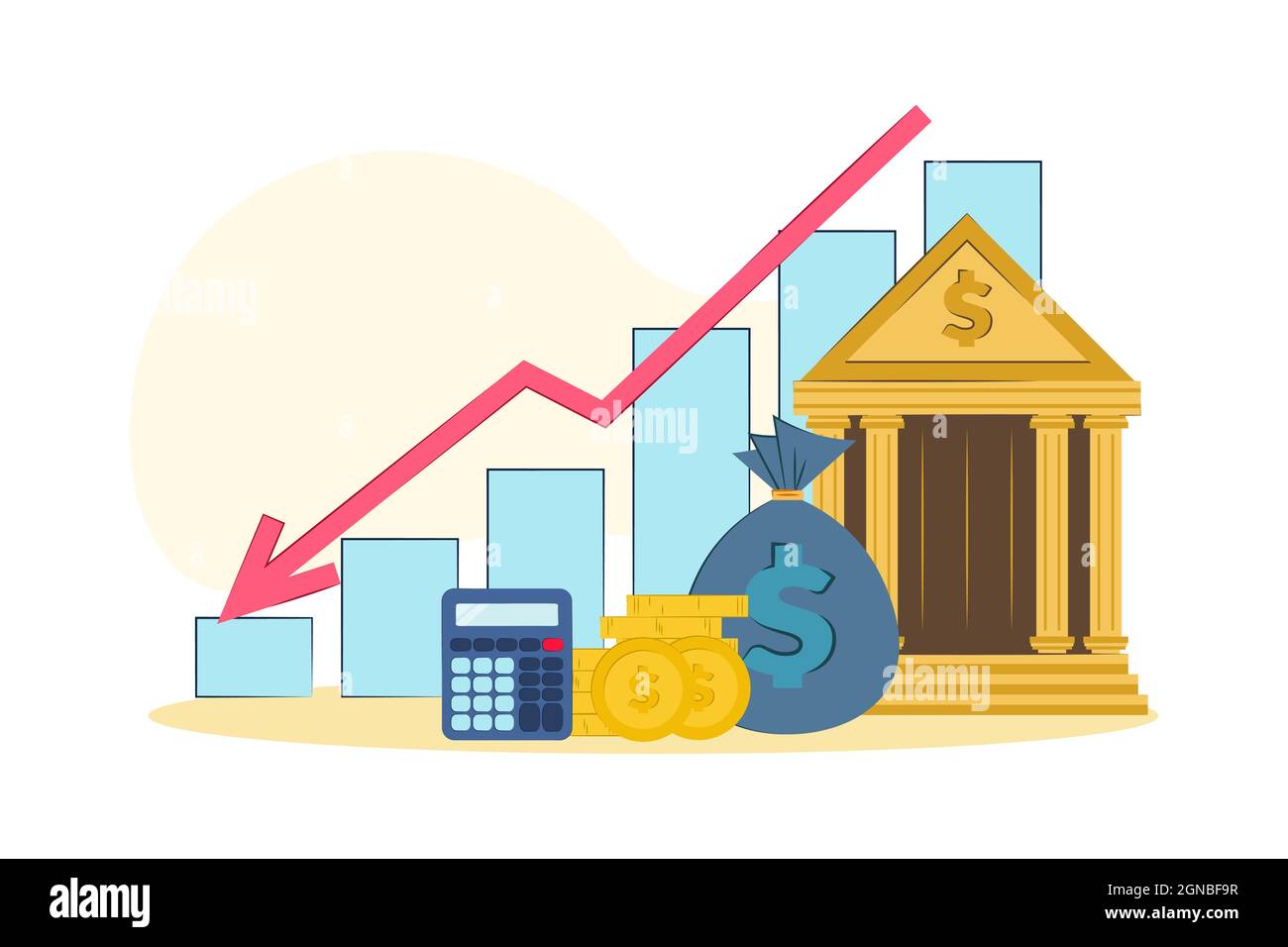 vector illustration loss of money. The concept of financial crisis ...