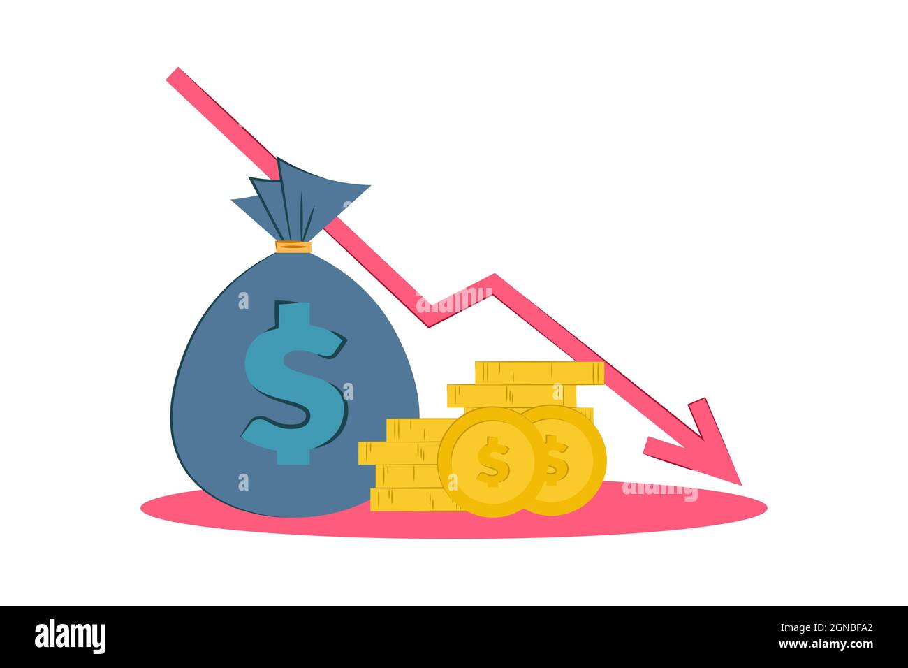 vector illustration loss of money. The concept of financial crisis ...