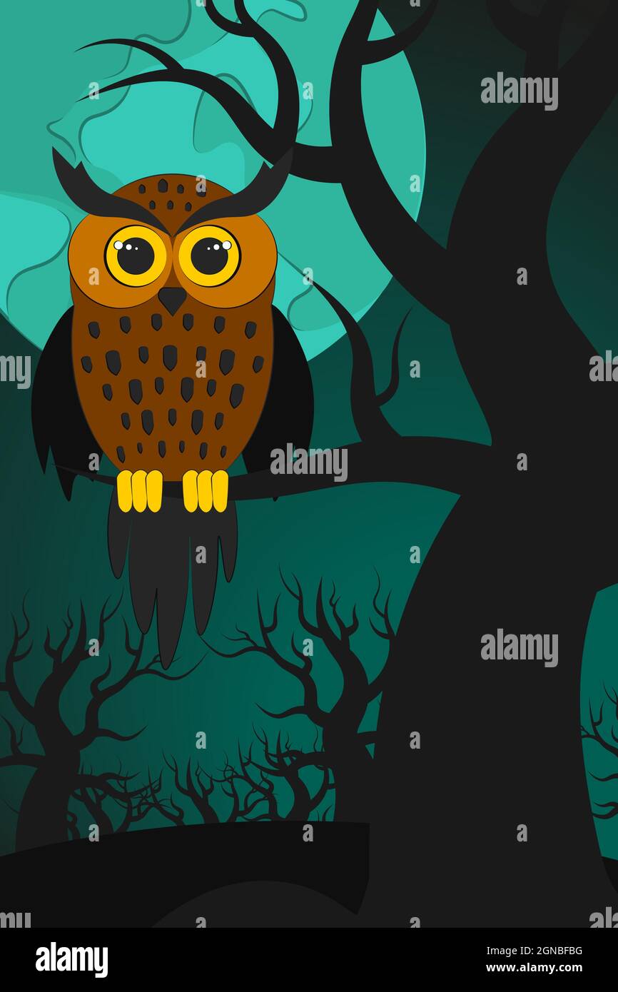 Halloween night background. Vector illustration for the October holiday ...