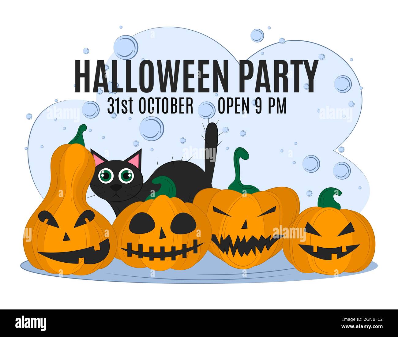 Invitation card for Halloween party. Cartoon characters in the style of ...