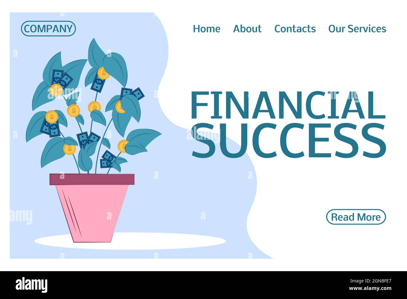 landing page on the topic of financial success. Money tree for a ...
