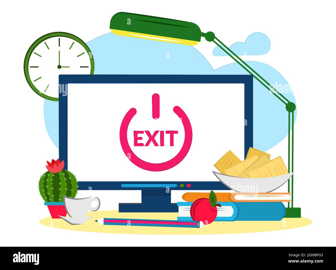 Digital detox. The computer with the shutdown sign. Modern lifestyle ...