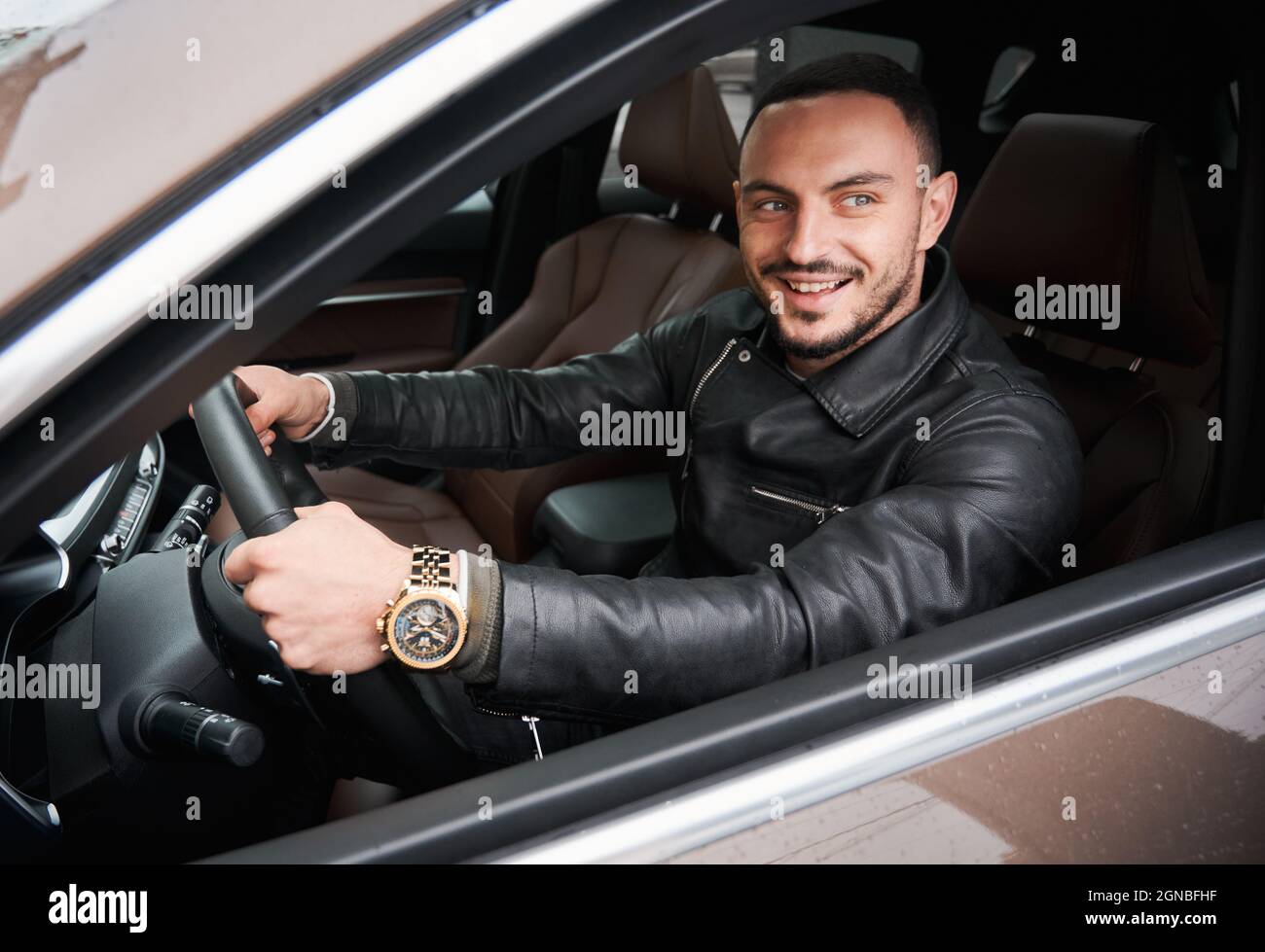 Handsome man driving car wearing hi-res stock photography and images ...