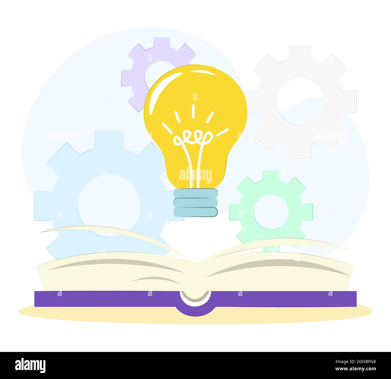 knowledge concept. open book with a light bulb. vector illustration in ...