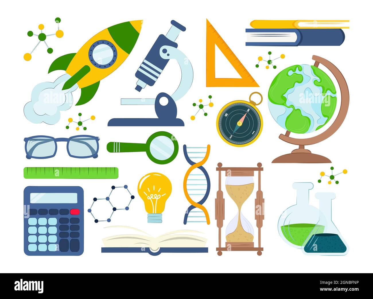 set of subjects of science theme, objects and symbols. Set Pictogram ...