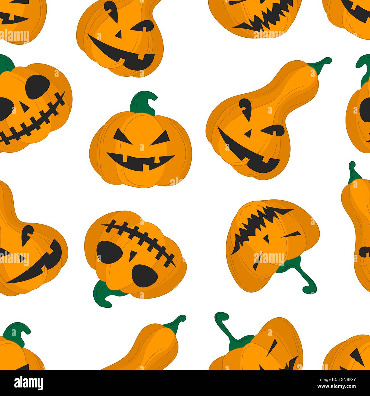 Seamless pattern Halloween pumpkin on a white background. Vector flat ...