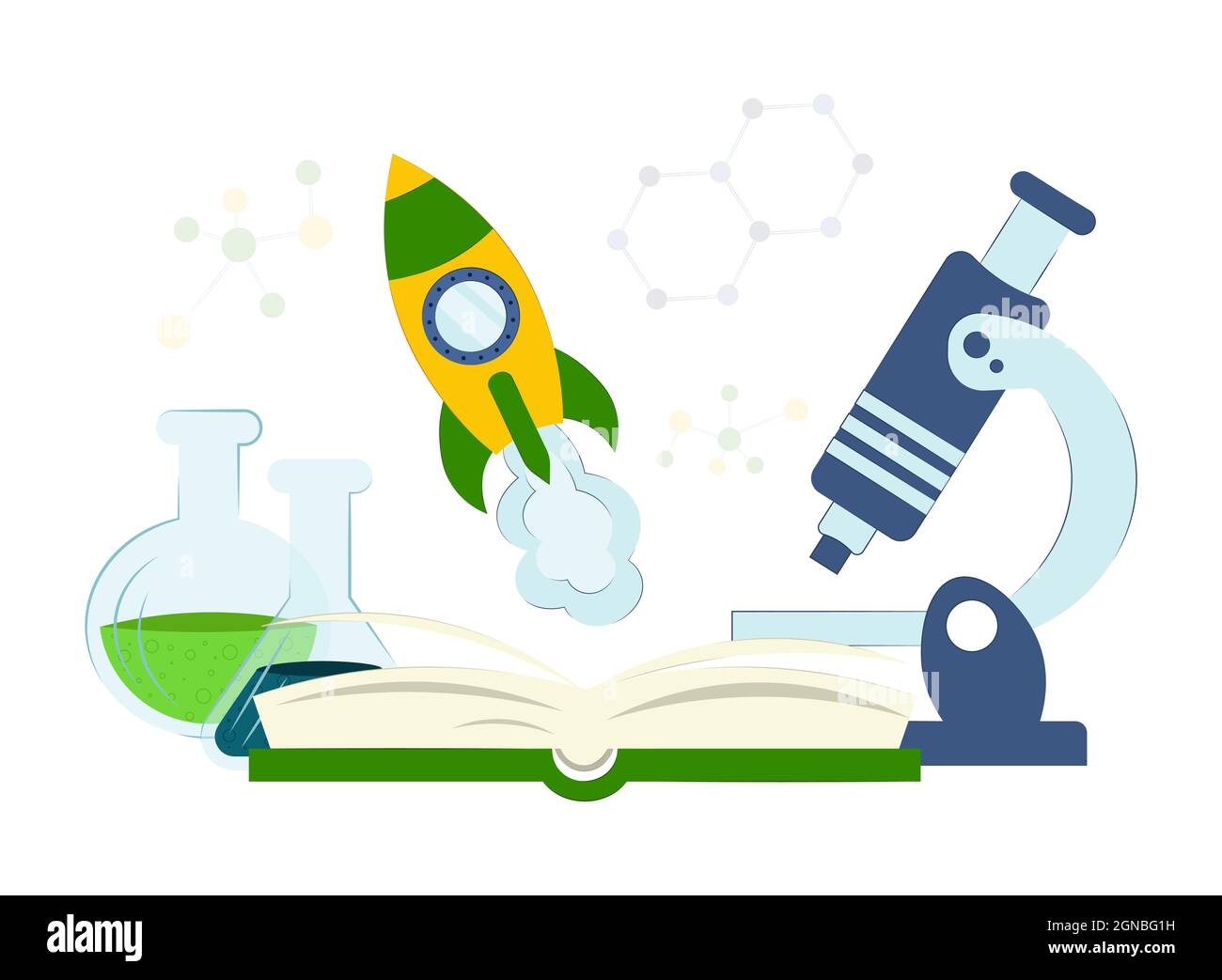 Open book and subjects of science. The concept of modern education ...