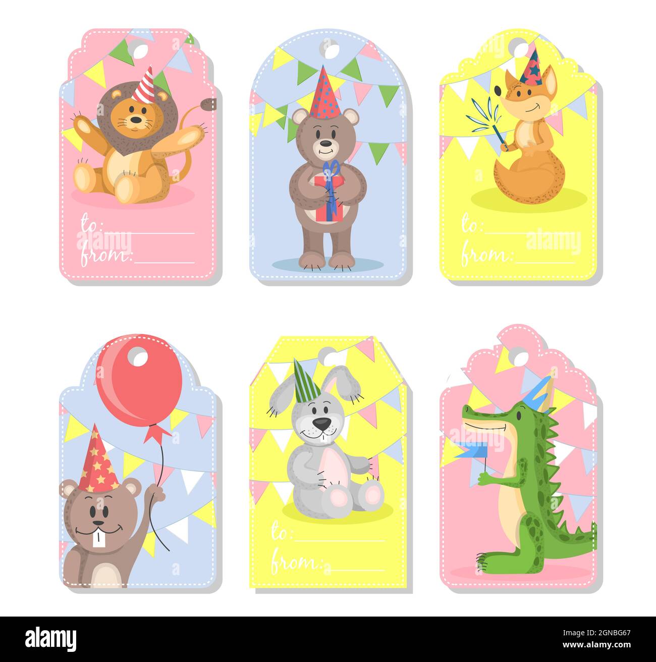collection of gift tags with cute animals. vector illustration of ...
