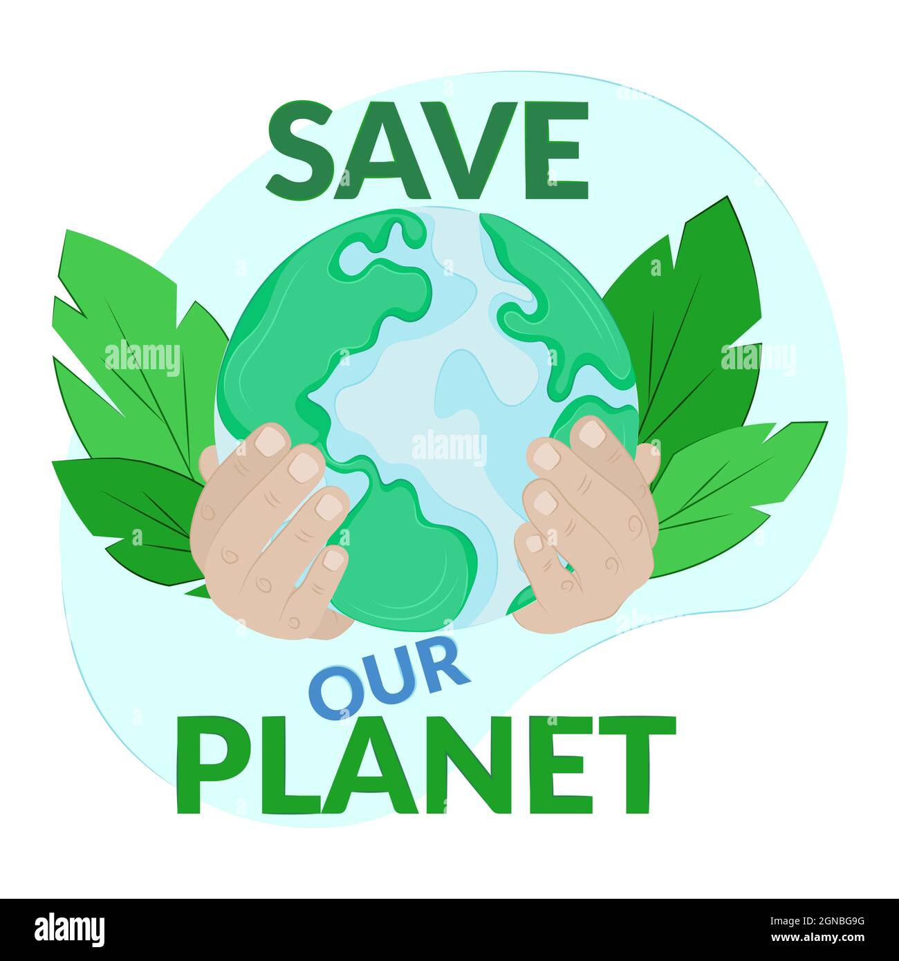 male hands are holding the planet. a call to protect nature. concept ...